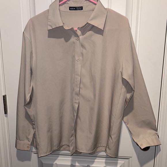 Tops | Shein Beige Colored Button Up Side Medium | Poshmark